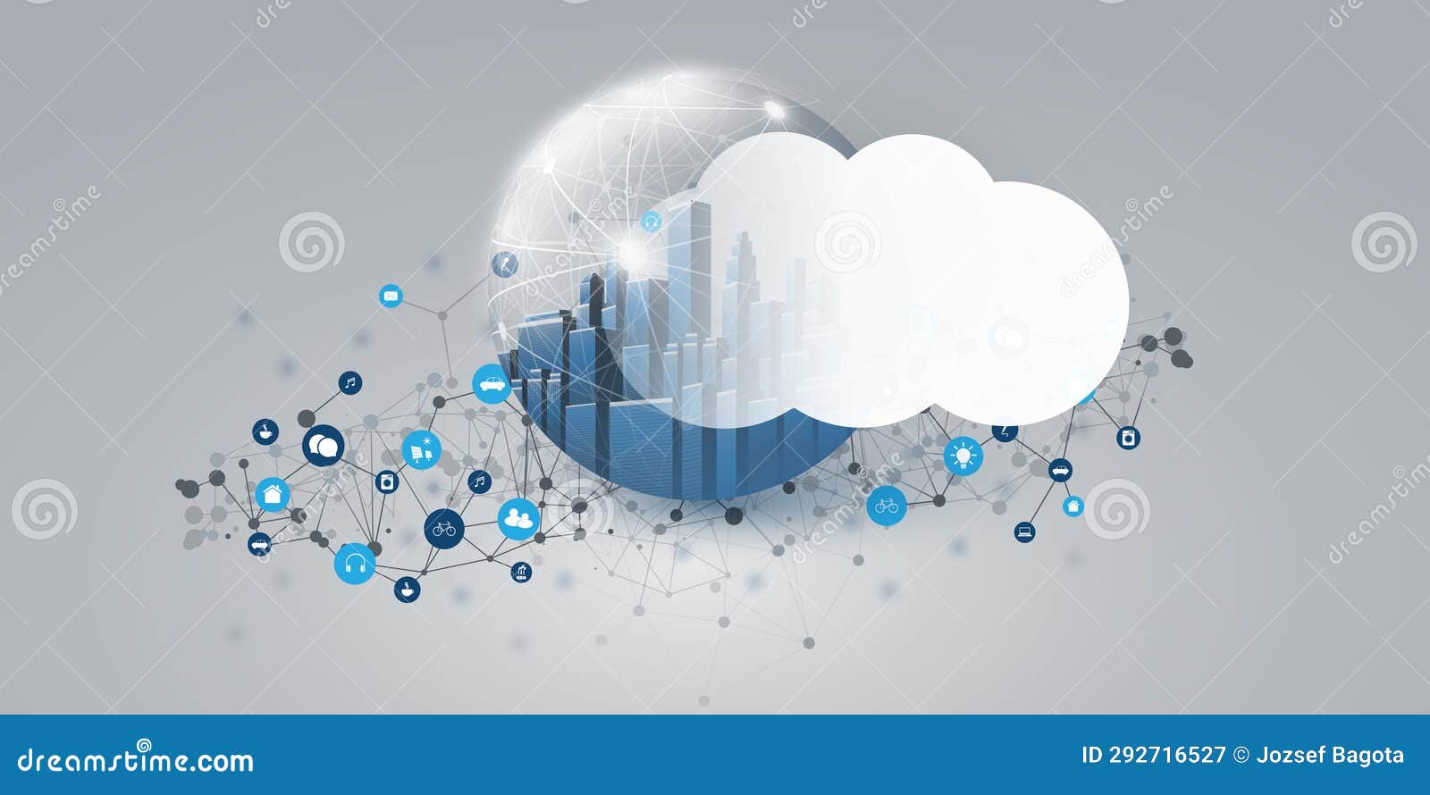 Futuristic Smart City, Cloud Computing Design Concept with 3D Polygonal ...