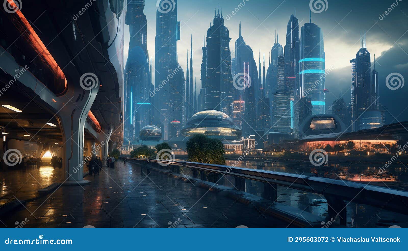 Futuristic Smart City Concept Illustration Stock Illustration ...