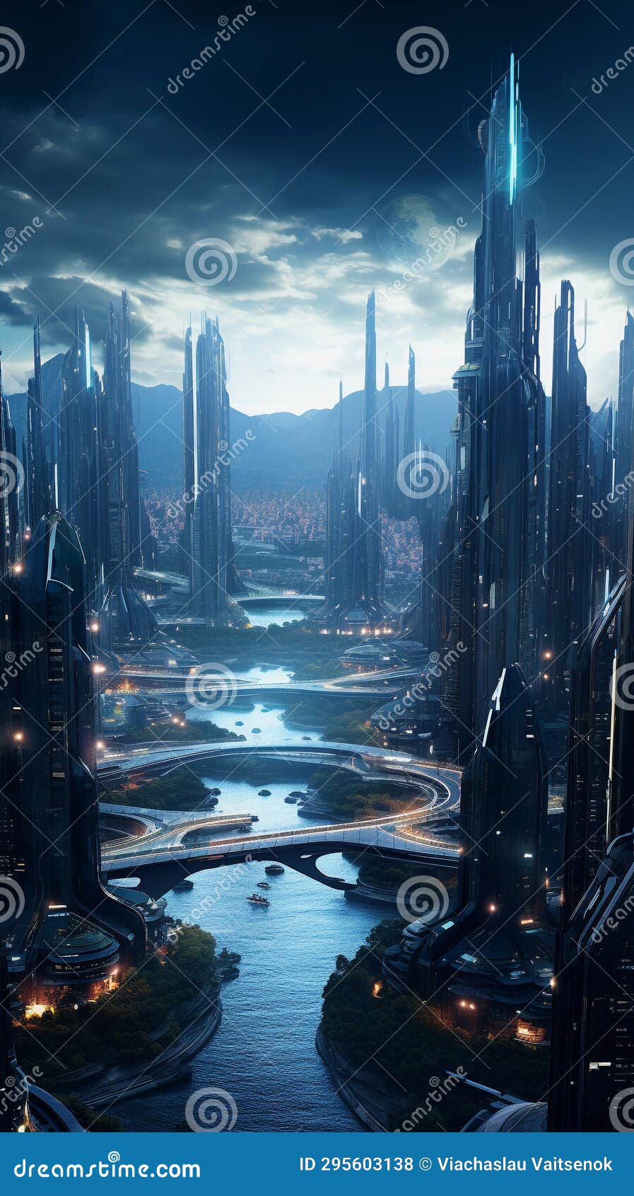 Futuristic Smart City Concept Illustration Stock Illustration ...