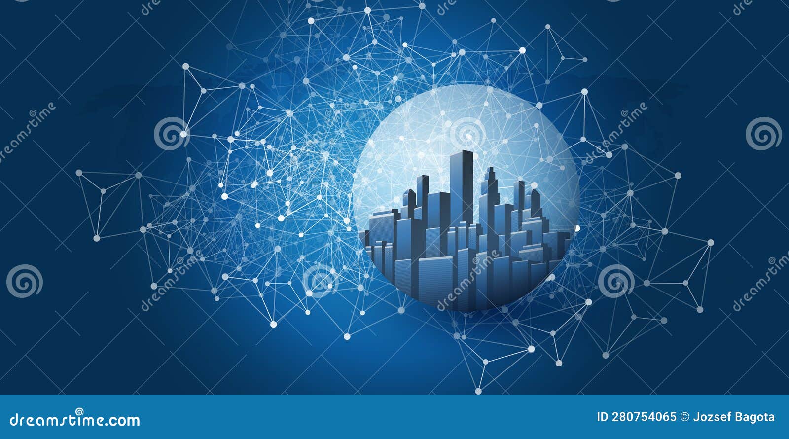 Futuristic Smart City, IoT and Cloud Computing Design Concept with 3D ...