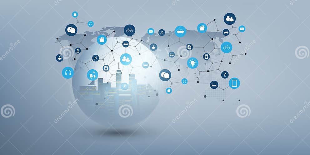 Futuristic Smart City, IoT and Cloud Computing Design Concept with ...