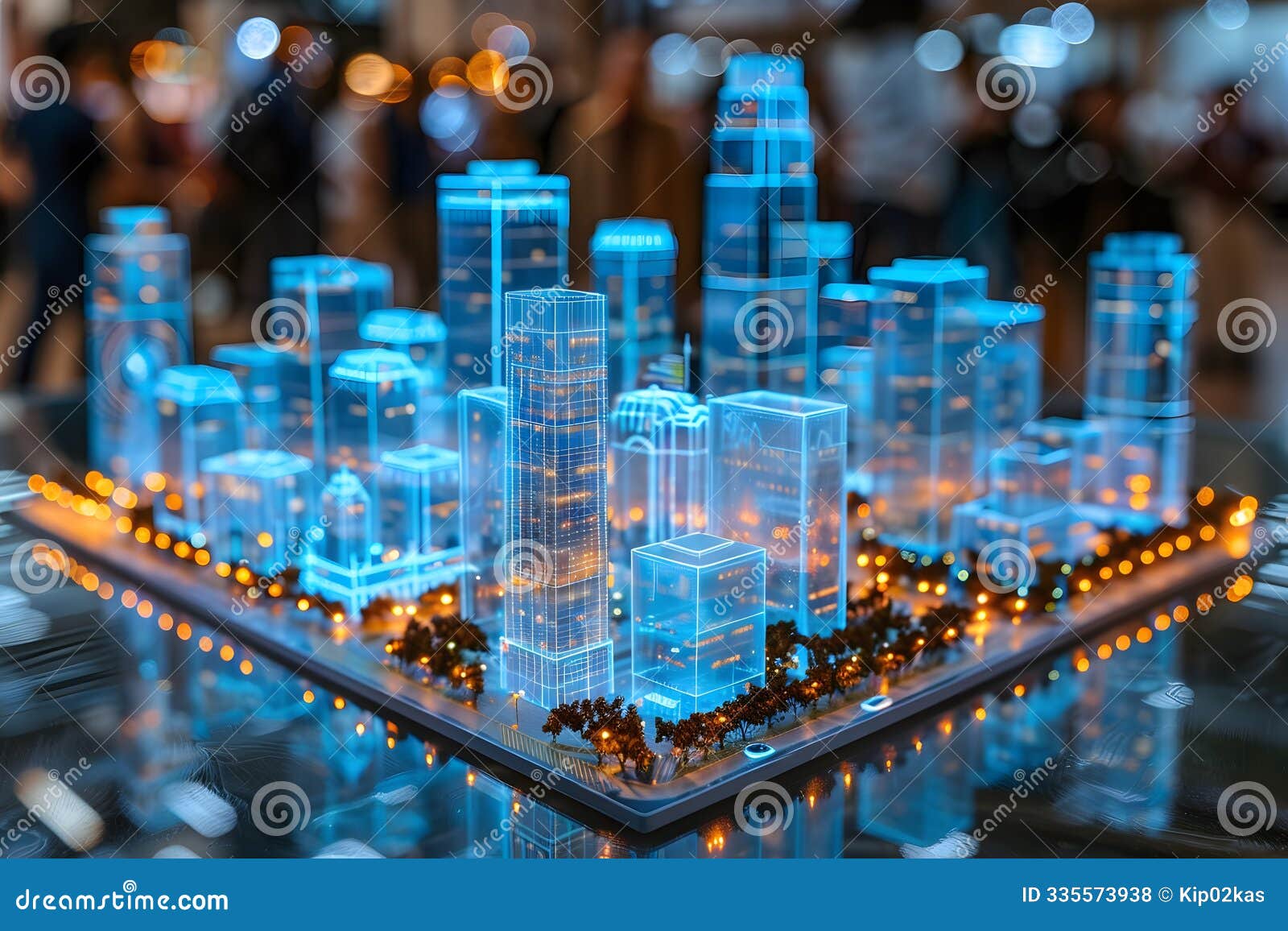 Futuristic Smart City Model with Glowing Skyscrapers and Advanced ...