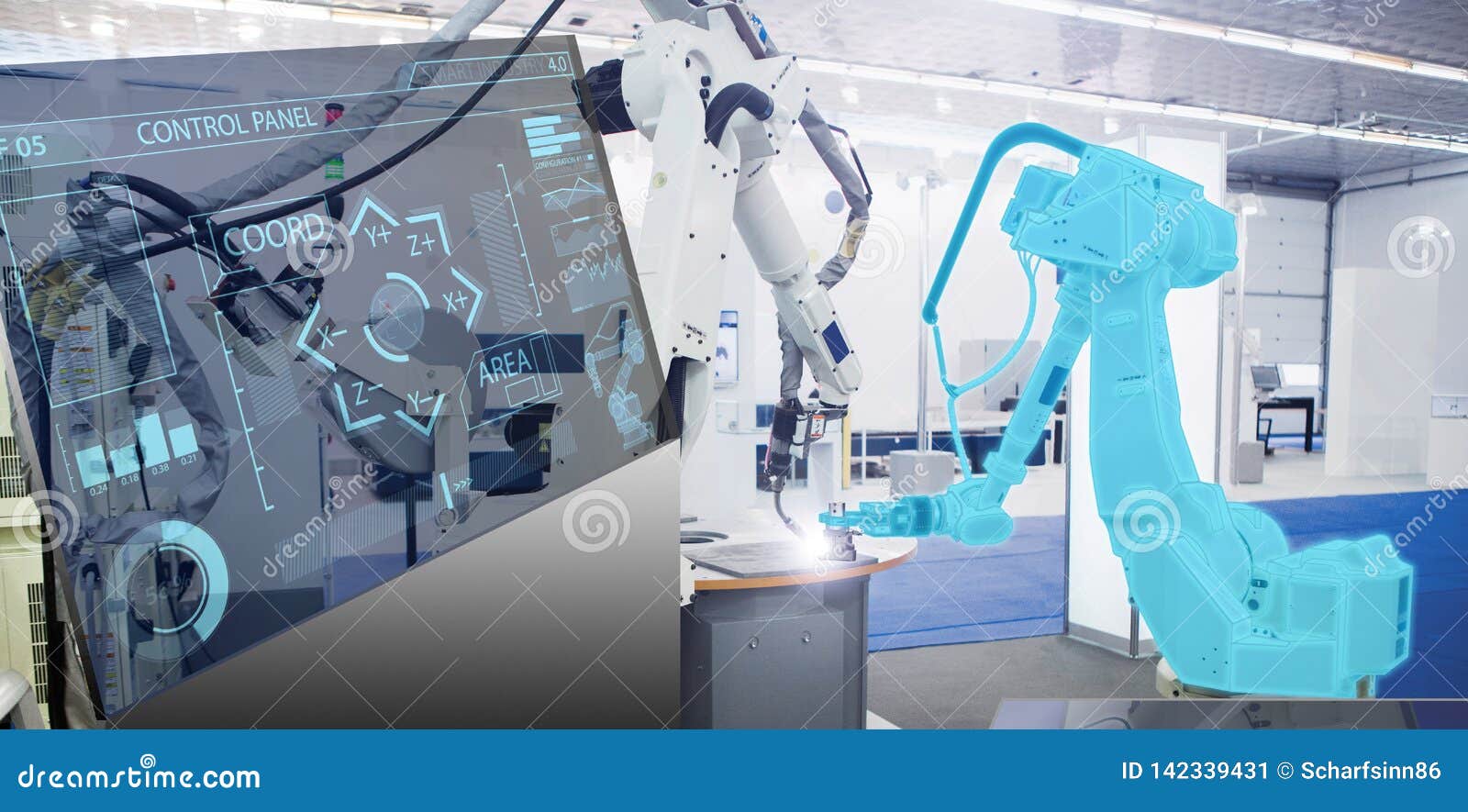 Futuristic smart factory. stock image. Image of engineering - 142339431