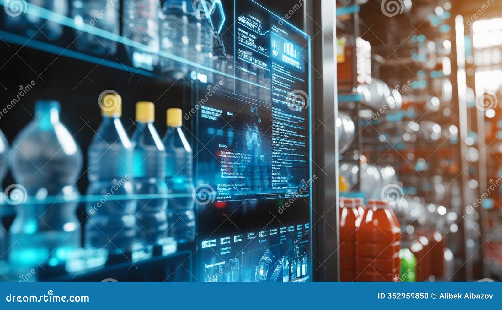 Futuristic Smart Fridge Display with Digital Interface in Modern ...