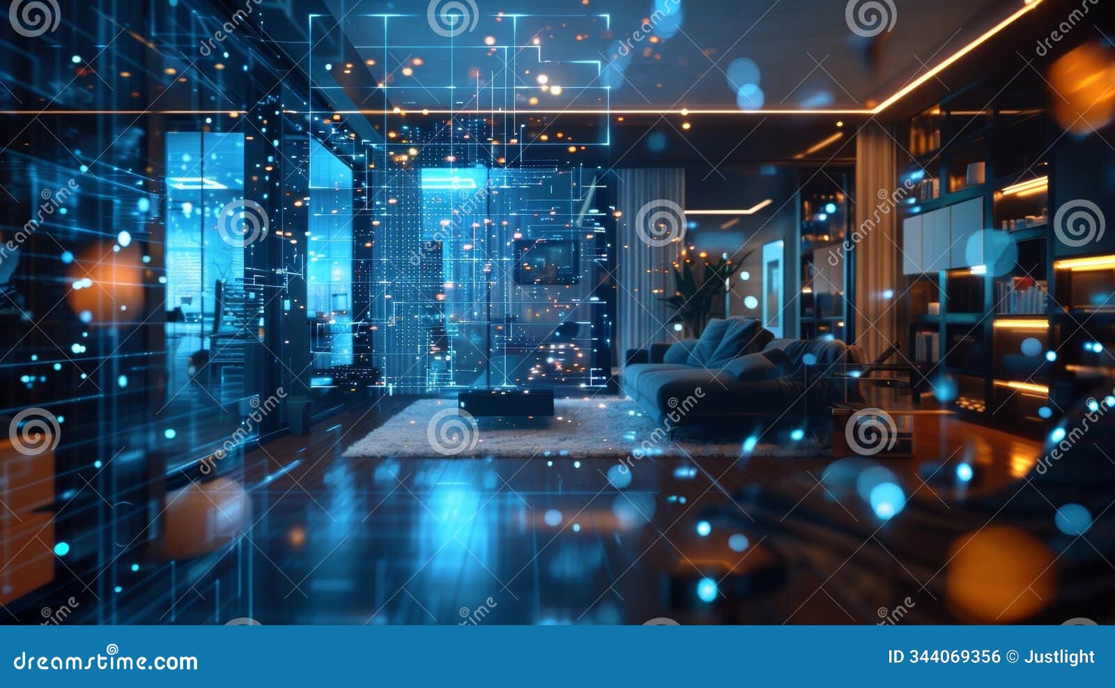 Futuristic Smart Home Automation System Controlling Modern Apartment ...