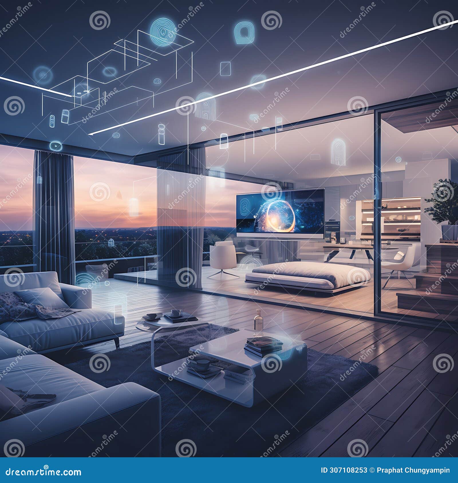 Futuristic Smart Home Concept with Interactive Interface in a ...