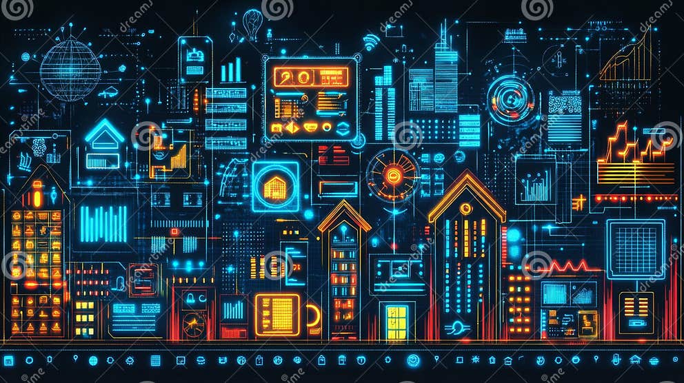Futuristic Smart Home Control Panel Visualization Stock Illustration ...