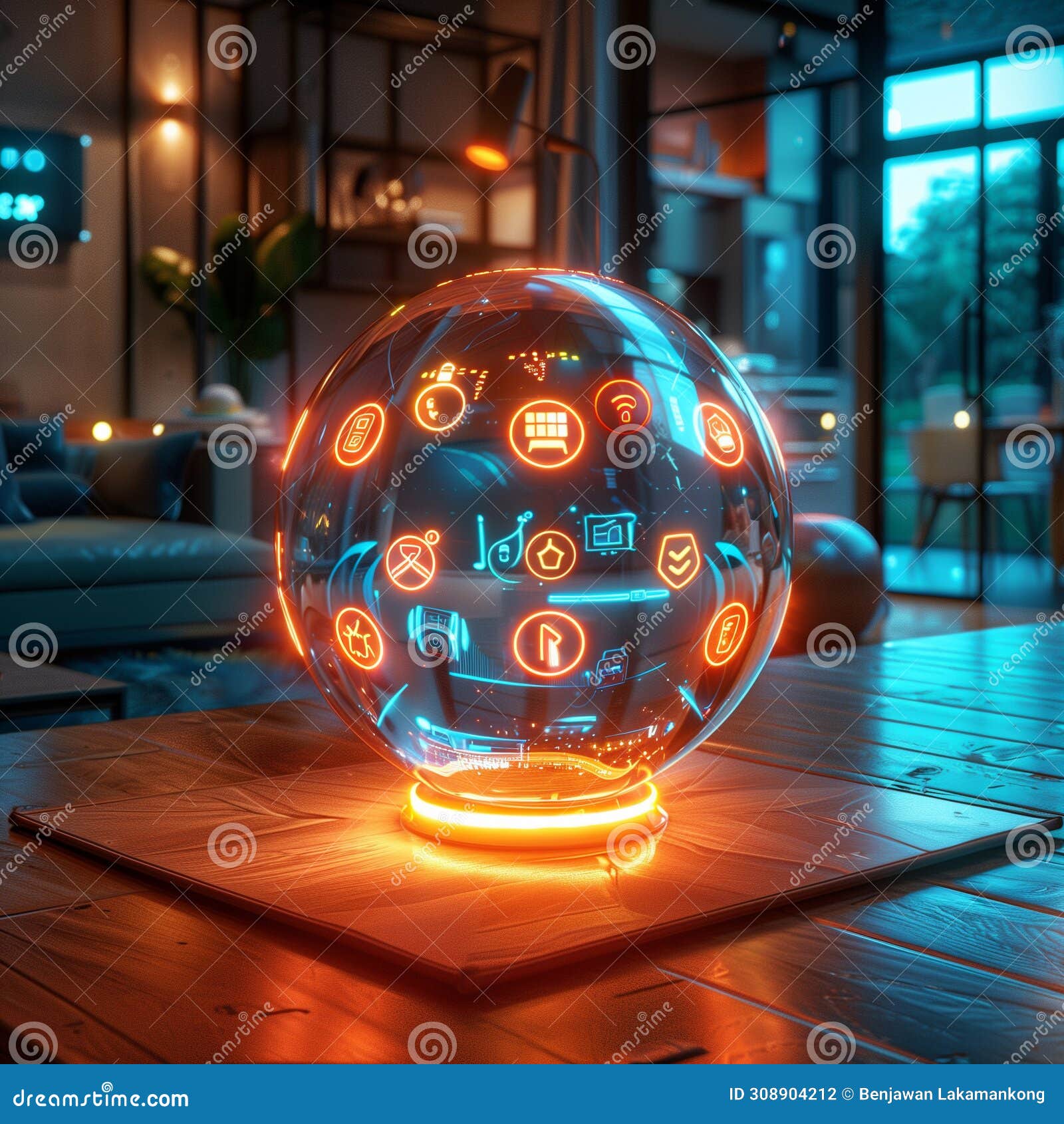 Futuristic Smart Home Control Sphere. Smart Home with Technology ...