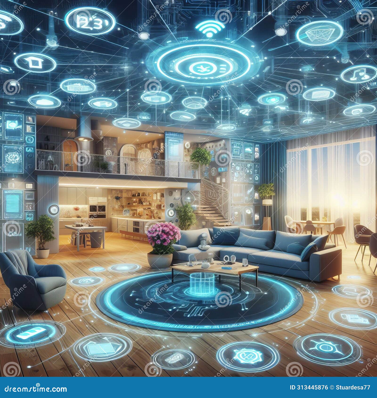 Futuristic Smart Home Interior Stock Photo - Image of design ...