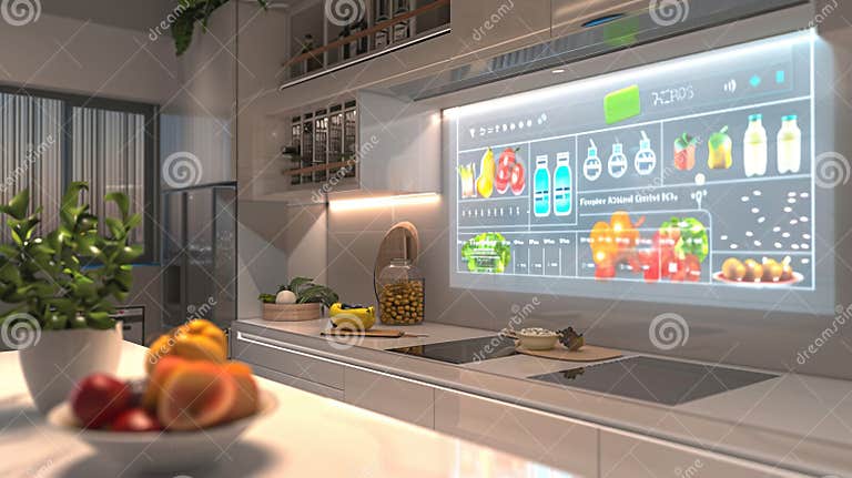 Futuristic Smart Kitchen with Digital Interface Digital and Technology ...
