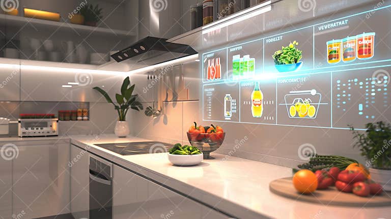 Futuristic Smart Kitchen with Digital Interface Digital and Technology ...