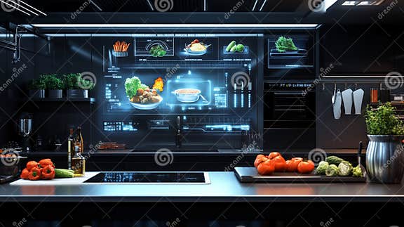Futuristic Smart Kitchen with Interactive Holographic Display for ...