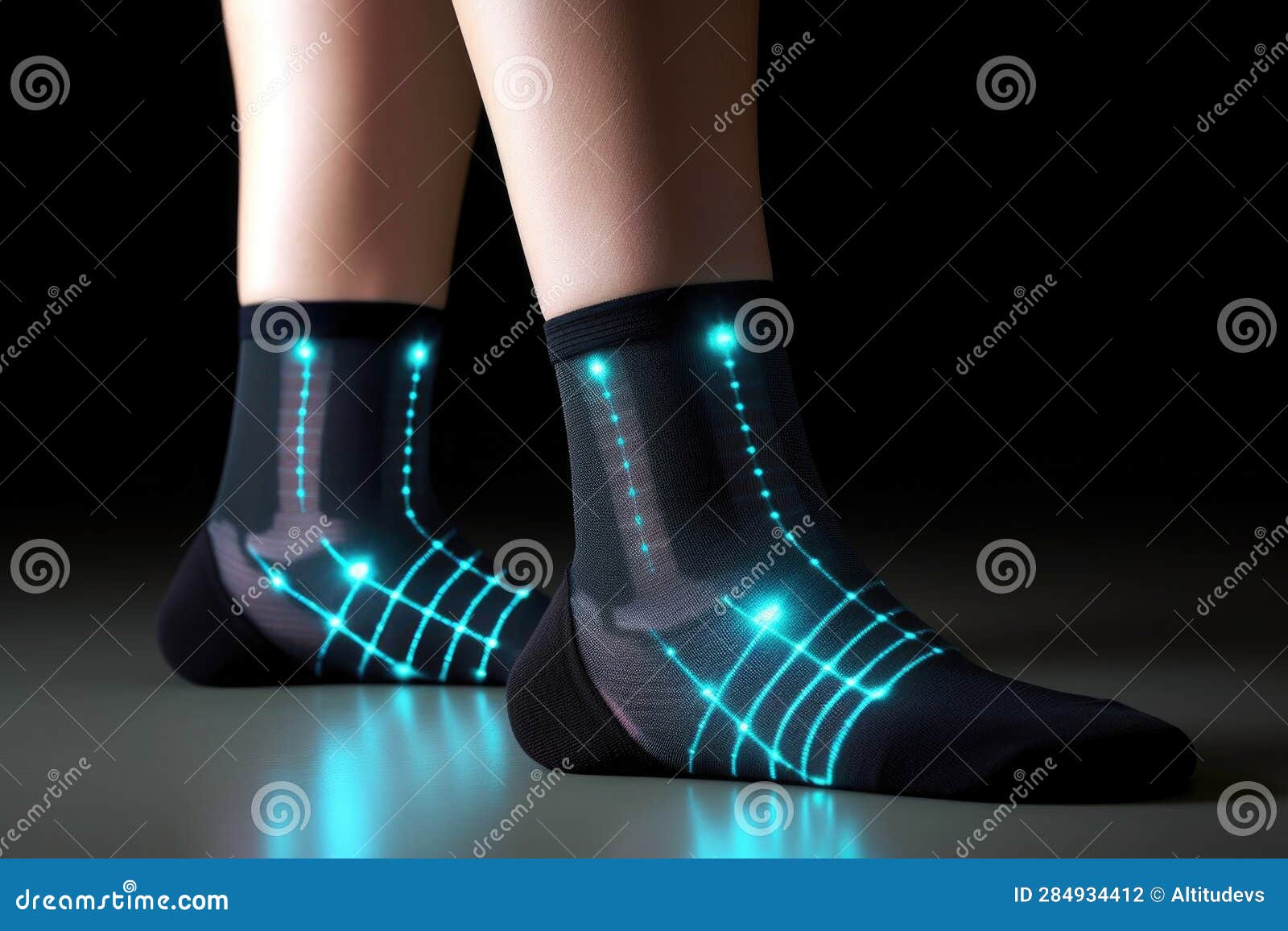 Futuristic Smart Socks with Pressure Sensors Stock Illustration ...