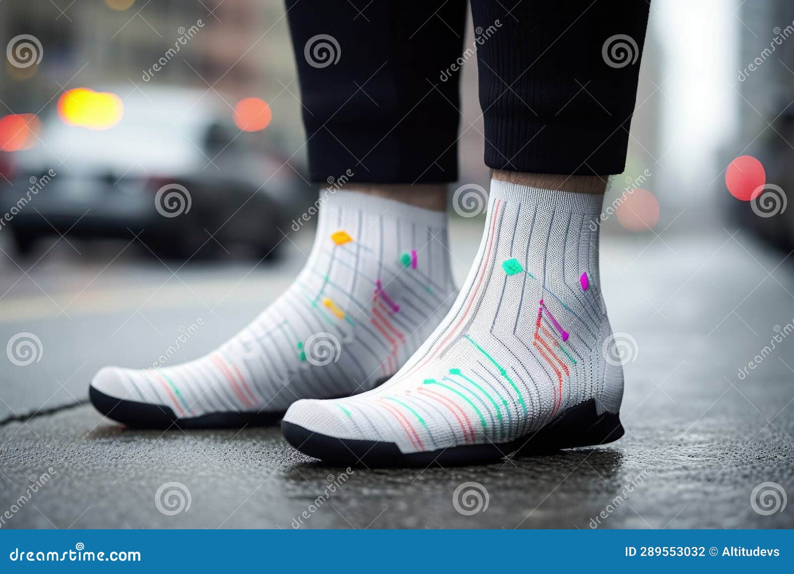 Futuristic Smart Socks with Pressure Sensors Stock Illustration ...