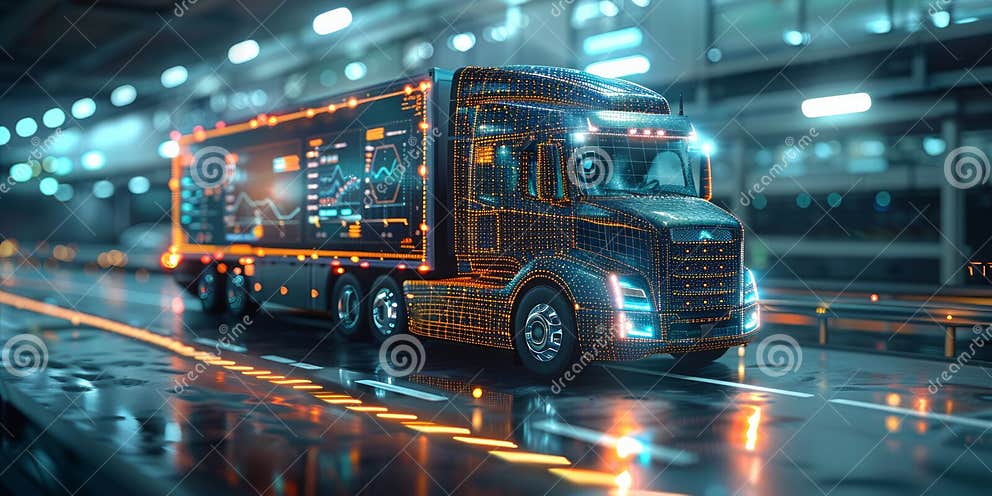 Futuristic Smart Truck with Digital Interface and Data Visualization ...