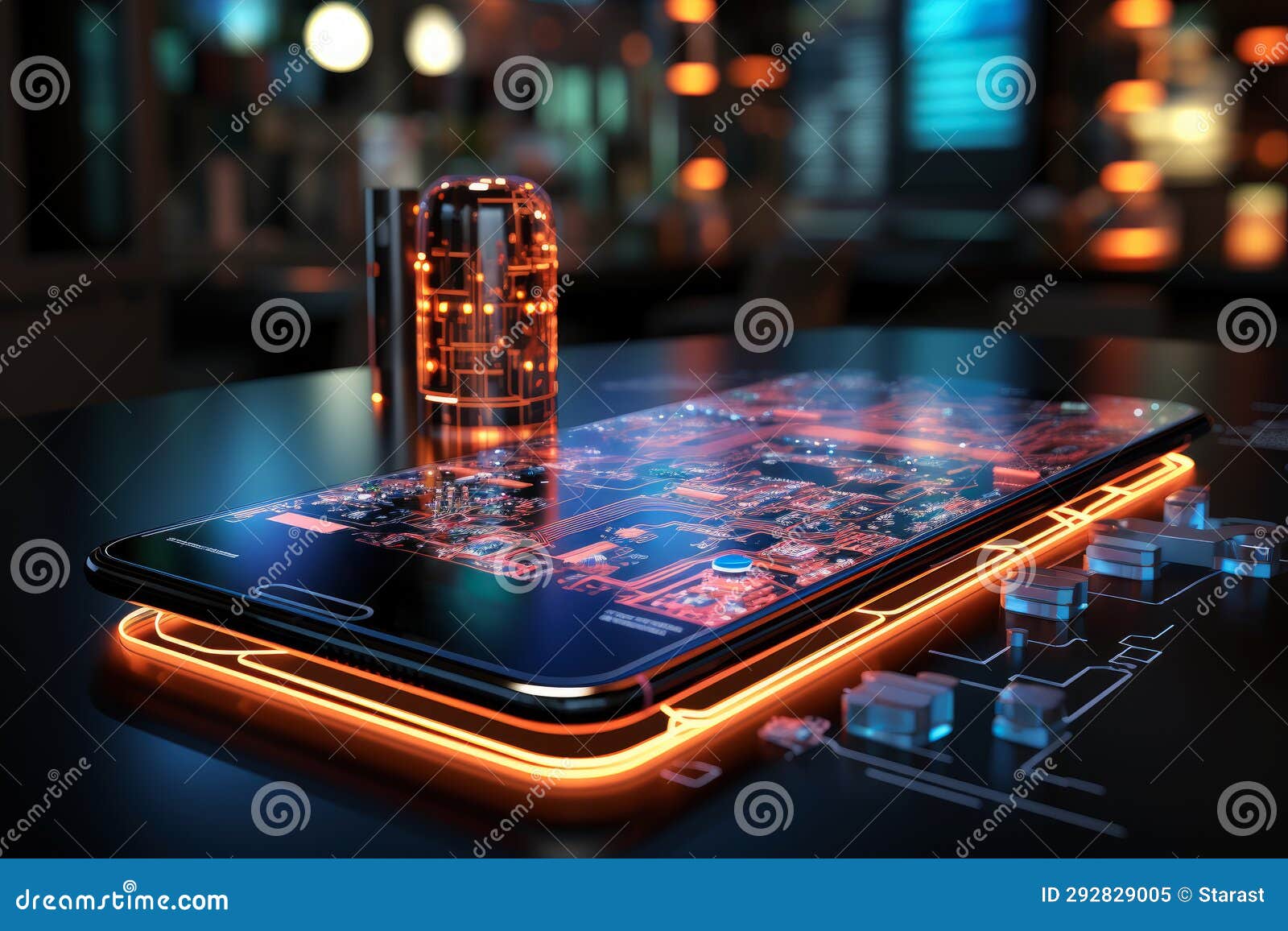 Futuristic Smartphone of the Future with Augmented Reality, Microchips ...