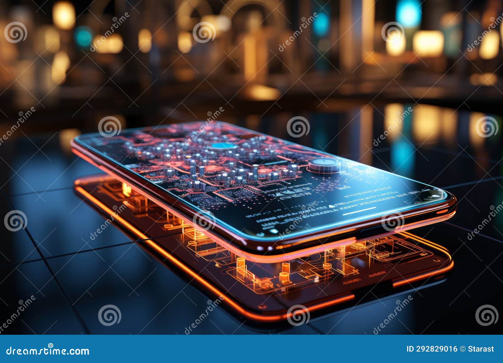 Futuristic Smartphone of the Future with Augmented Reality, Microchips ...
