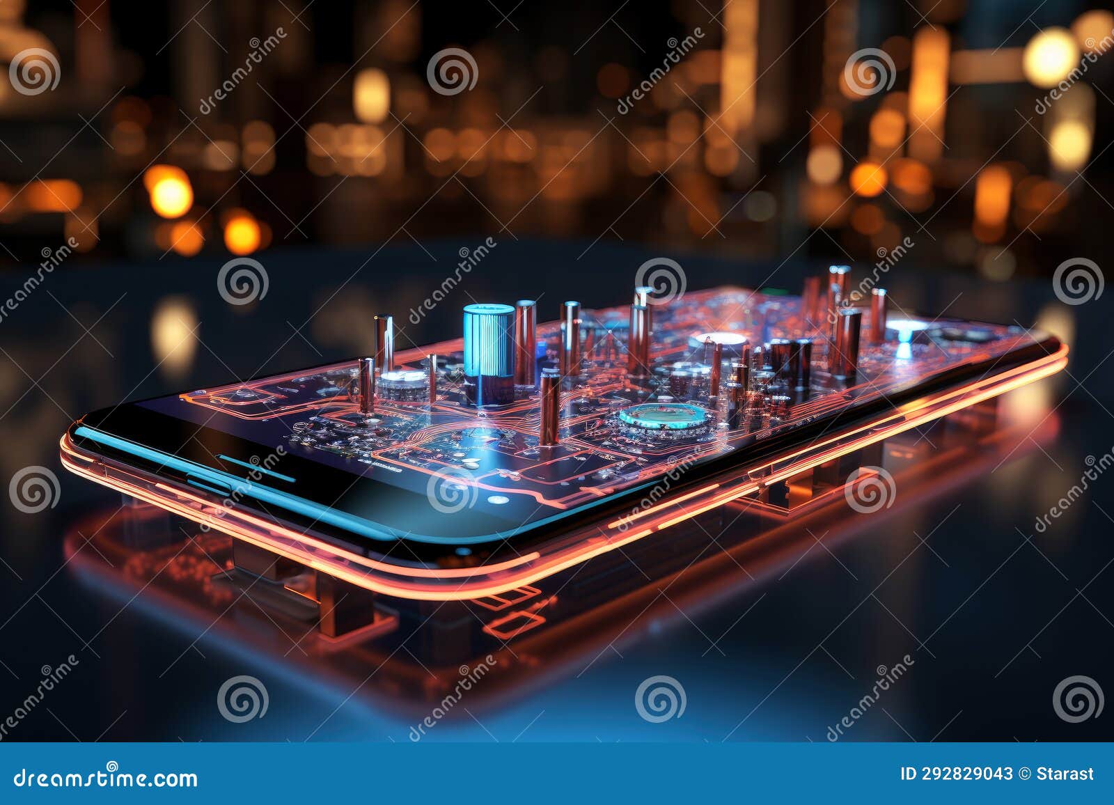 Futuristic Smartphone of the Future with Augmented Reality, Microchips ...