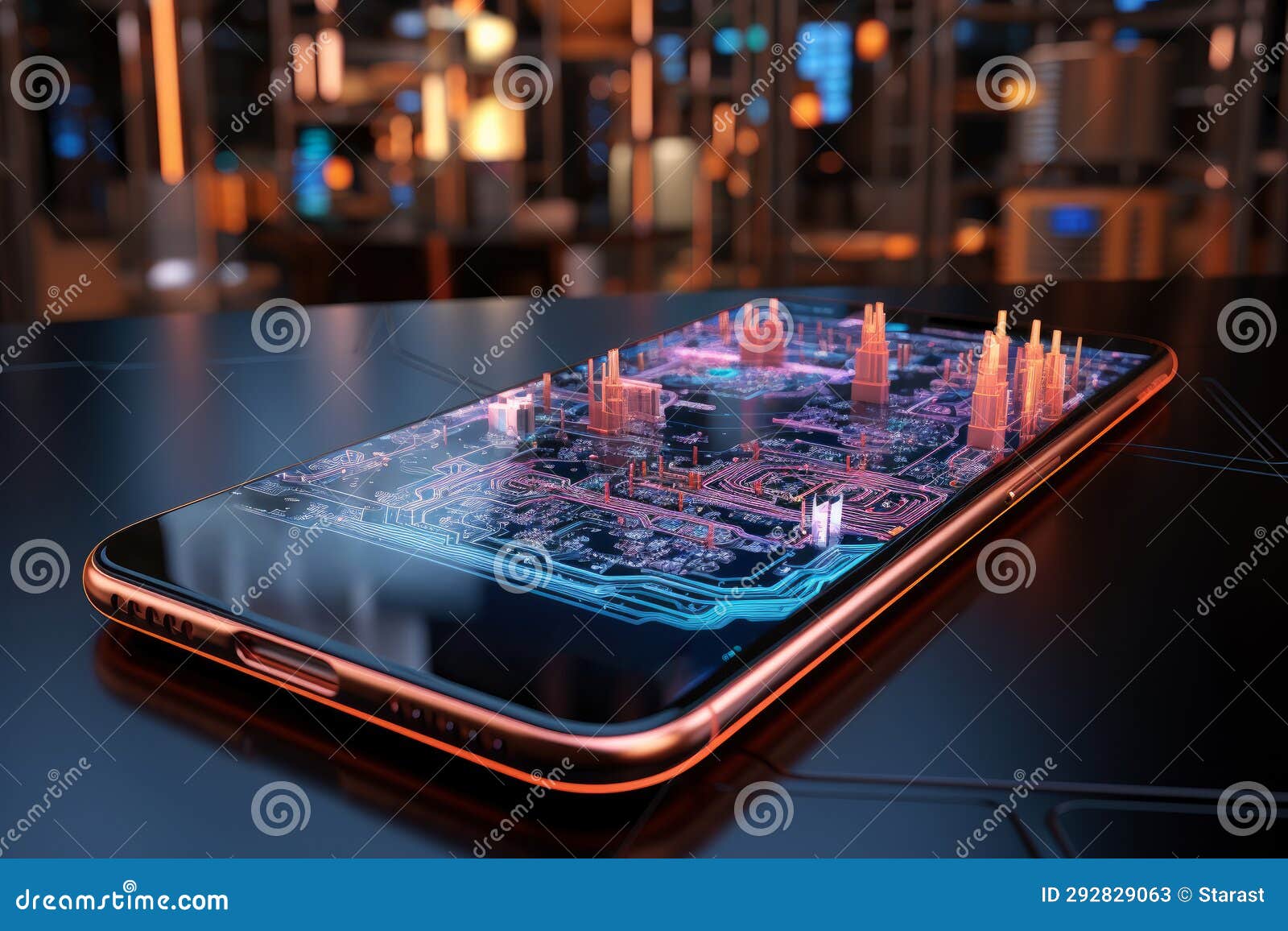 Futuristic Smartphone of the Future with Augmented Reality, Microchips ...