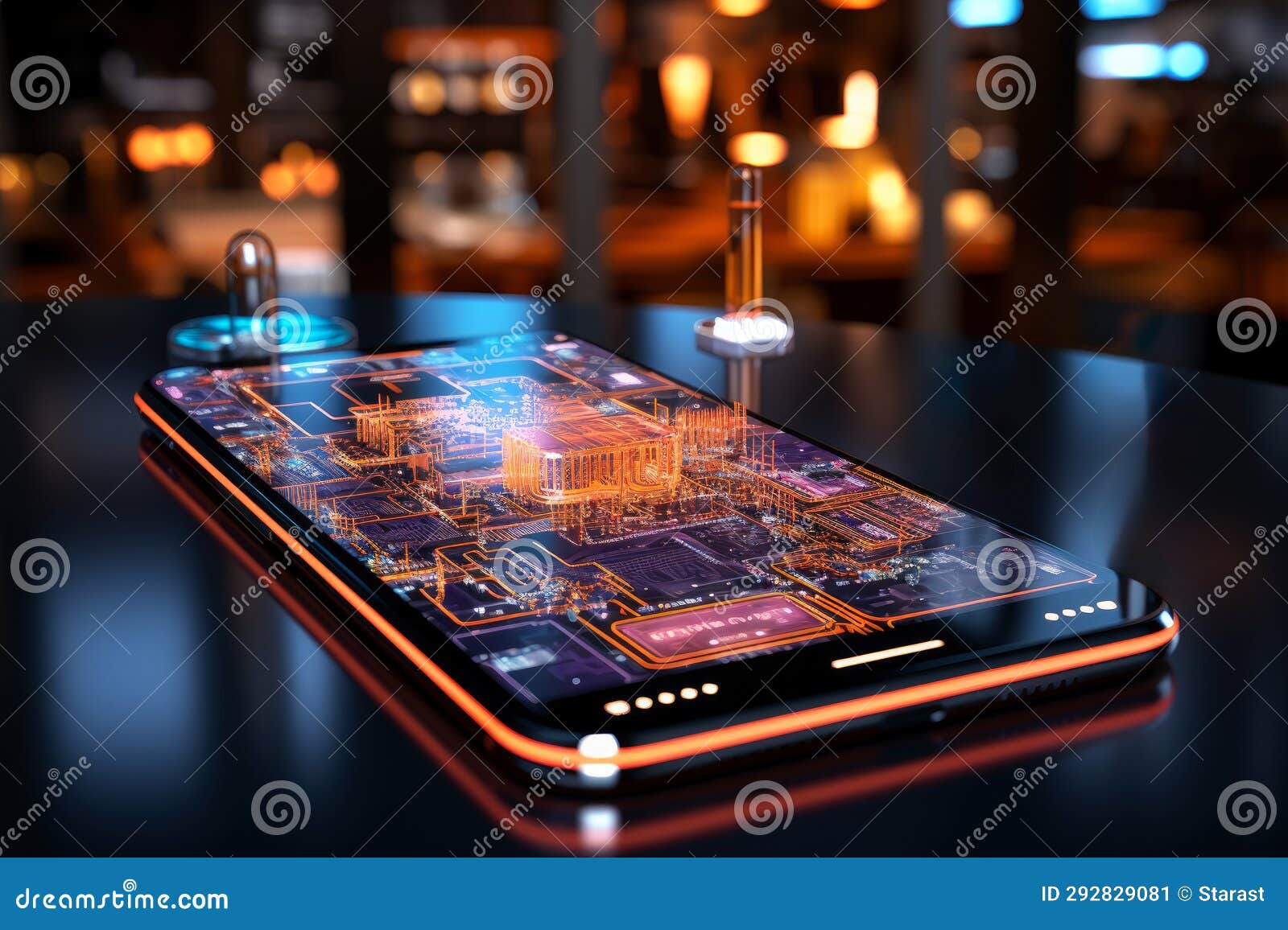 Futuristic Smartphone of the Future with Augmented Reality, Microchips ...