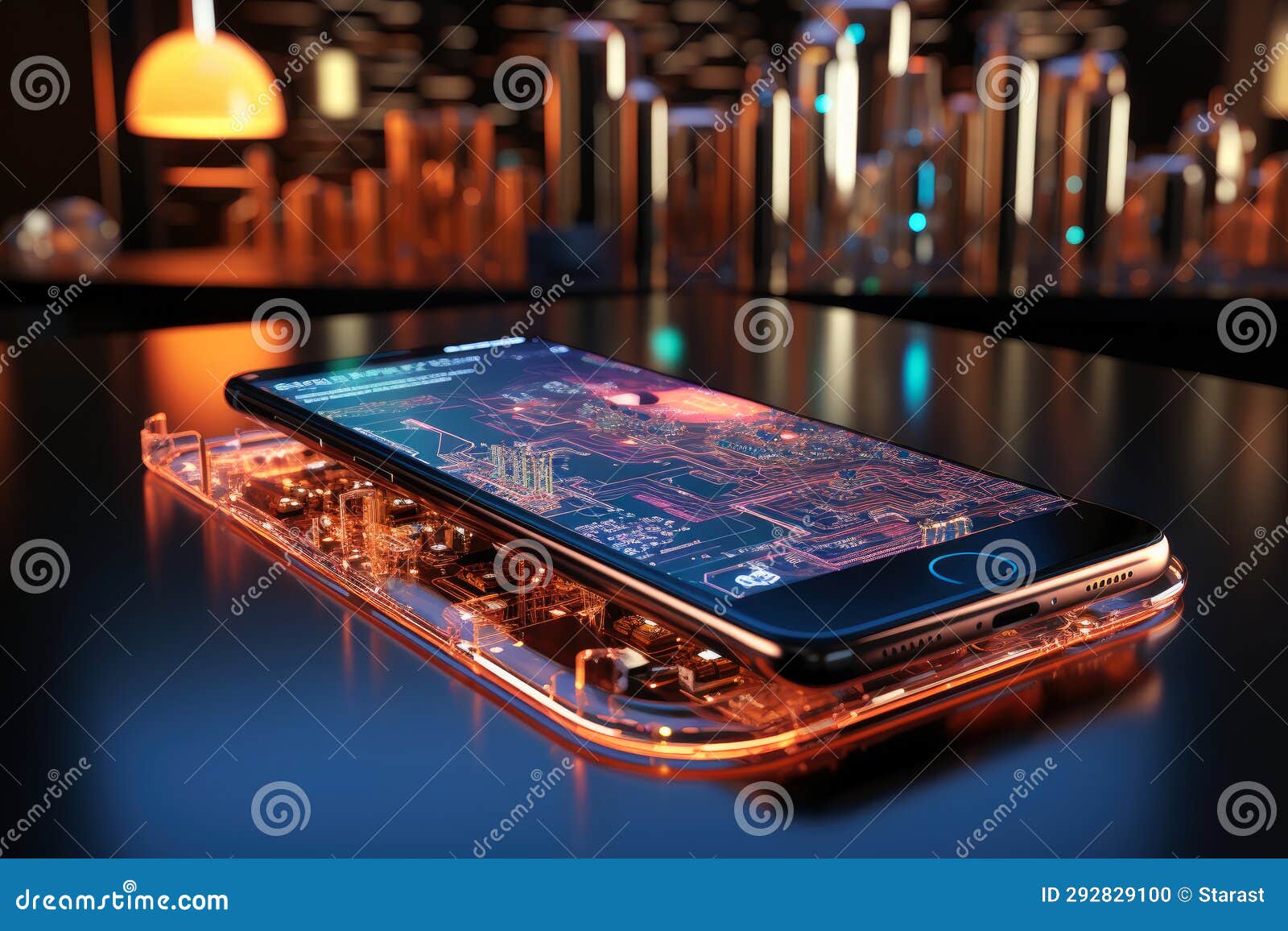 Futuristic Smartphone of the Future with Augmented Reality, Microchips ...