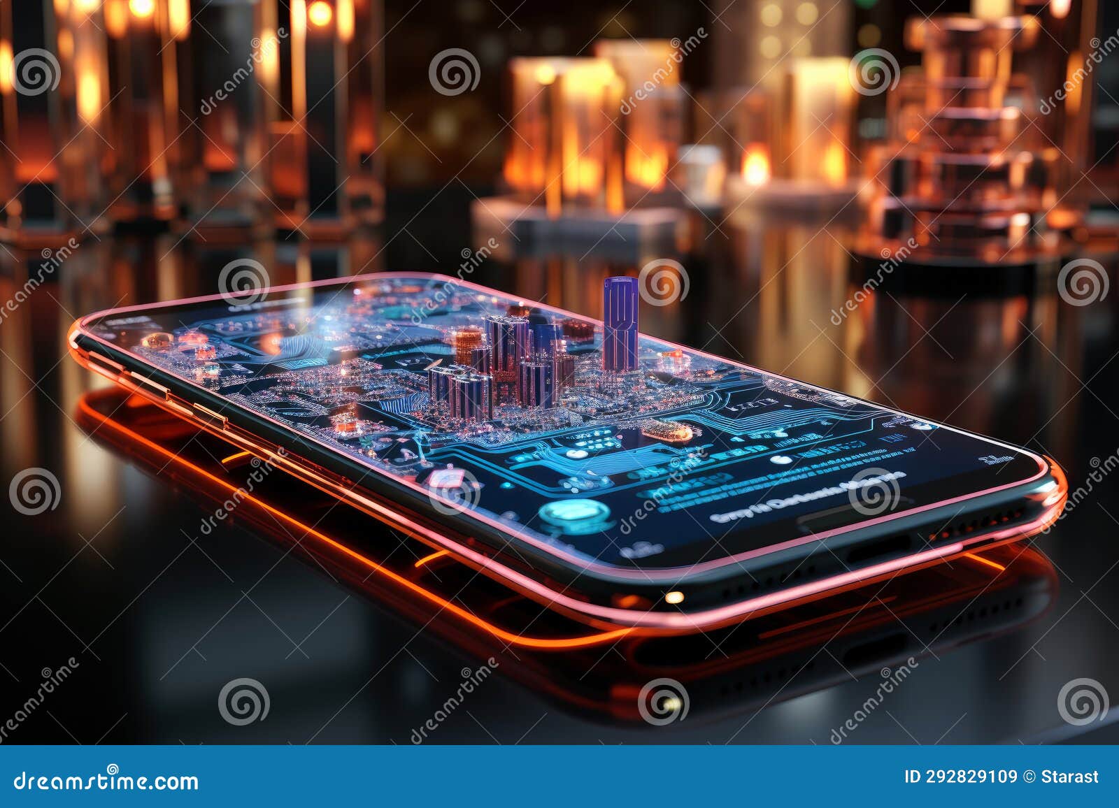 Futuristic Smartphone of the Future with Augmented Reality, Microchips ...