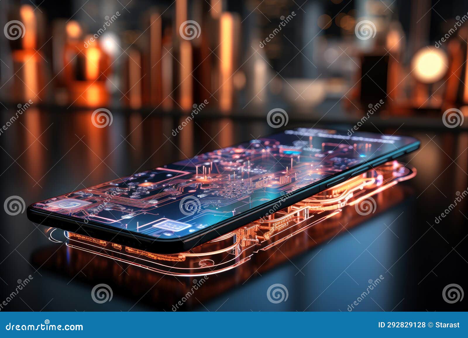 Futuristic Smartphone of the Future with Augmented Reality, Microchips ...