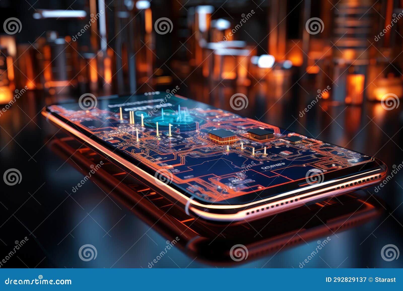 Futuristic Smartphone of the Future with Augmented Reality, Microchips ...