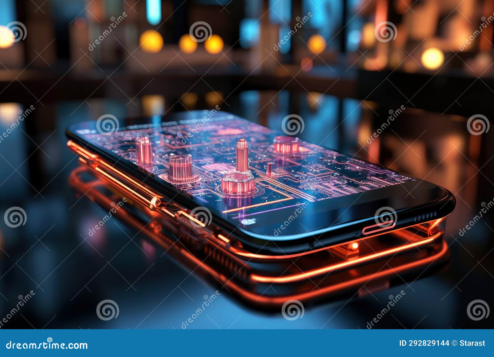 Futuristic Smartphone of the Future with Augmented Reality, Microchips ...