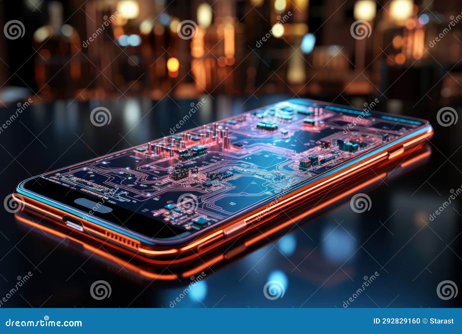 Futuristic Smartphone of the Future with Augmented Reality, Microchips ...