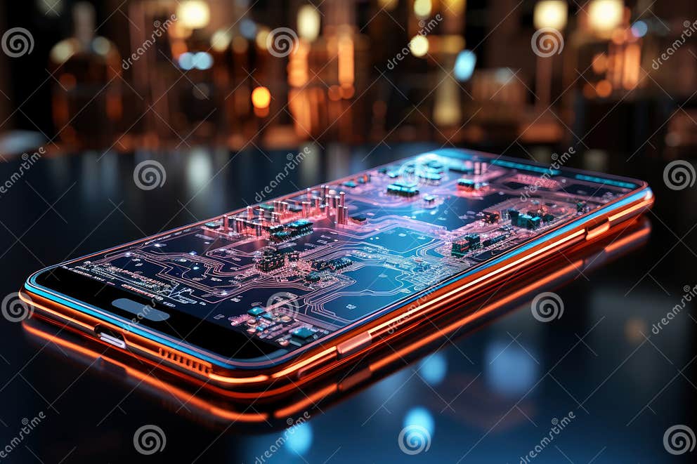 Futuristic Smartphone of the Future with Augmented Reality, Microchips ...