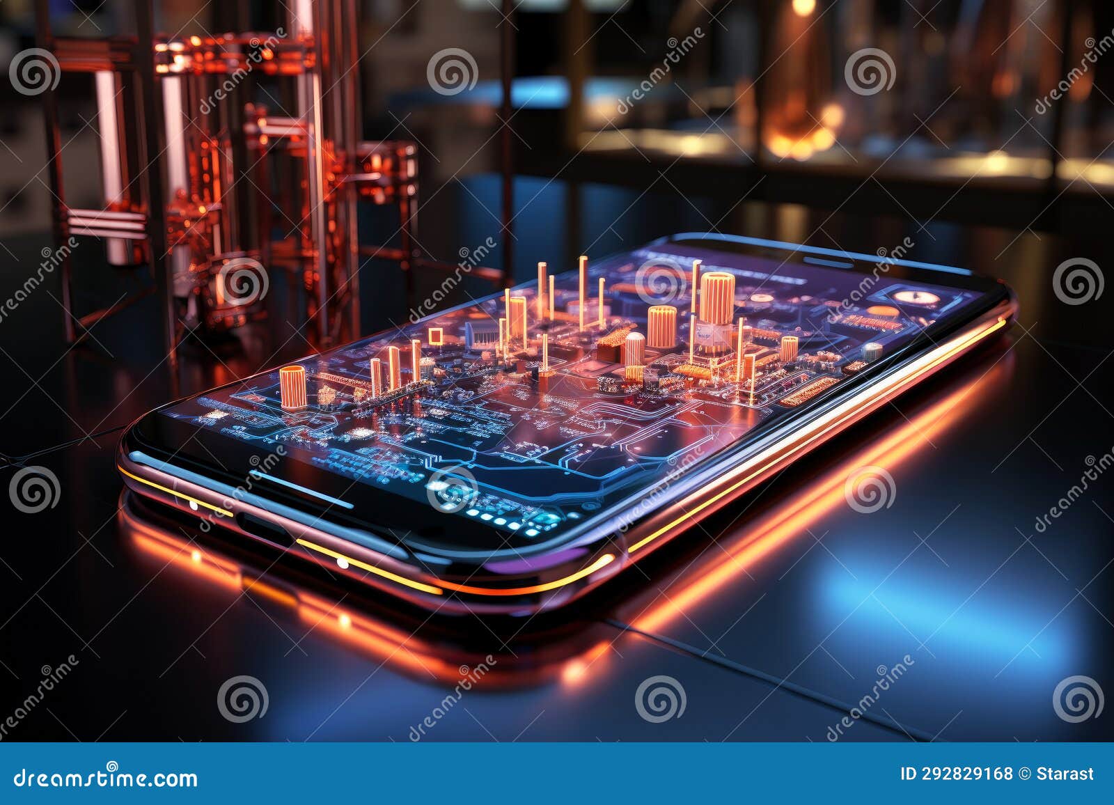 Futuristic Smartphone of the Future with Augmented Reality, Microchips ...