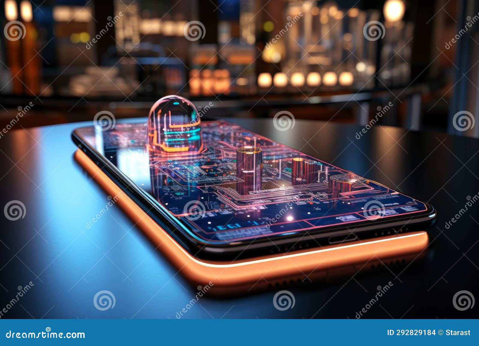 Futuristic Smartphone of the Future with Augmented Reality, Microchips ...
