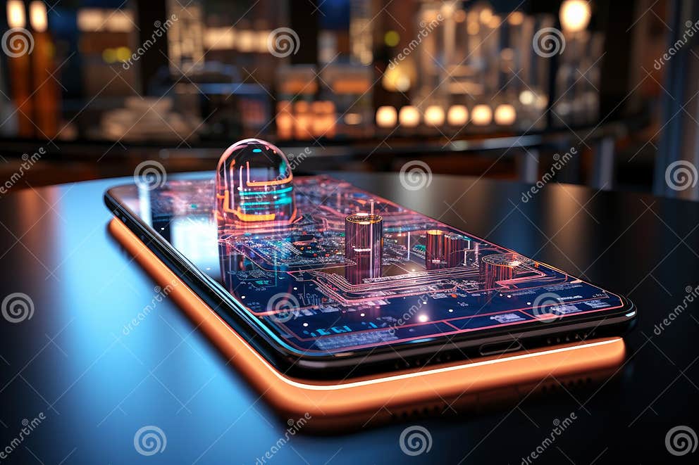 Futuristic Smartphone of the Future with Augmented Reality, Microchips ...