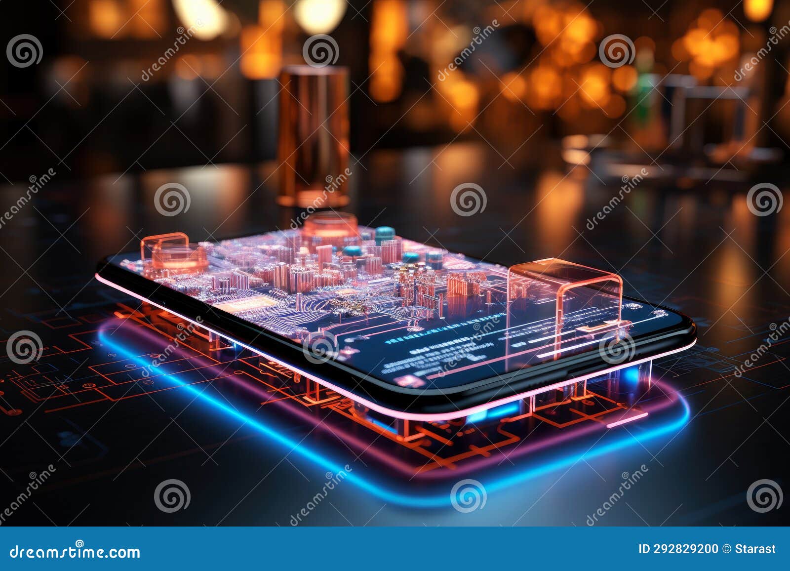 Futuristic Smartphone of the Future with Augmented Reality, Microchips ...