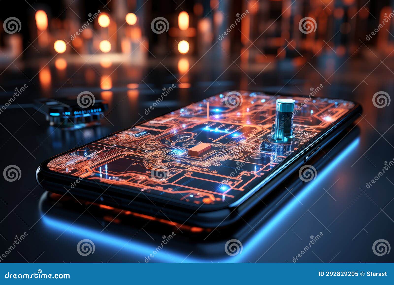 Futuristic Smartphone of the Future with Augmented Reality, Microchips ...
