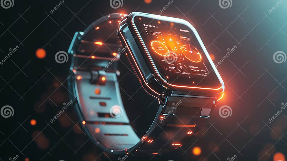 Futuristic Smartwatch with Glowing Interface in 3D Render, Generative ...