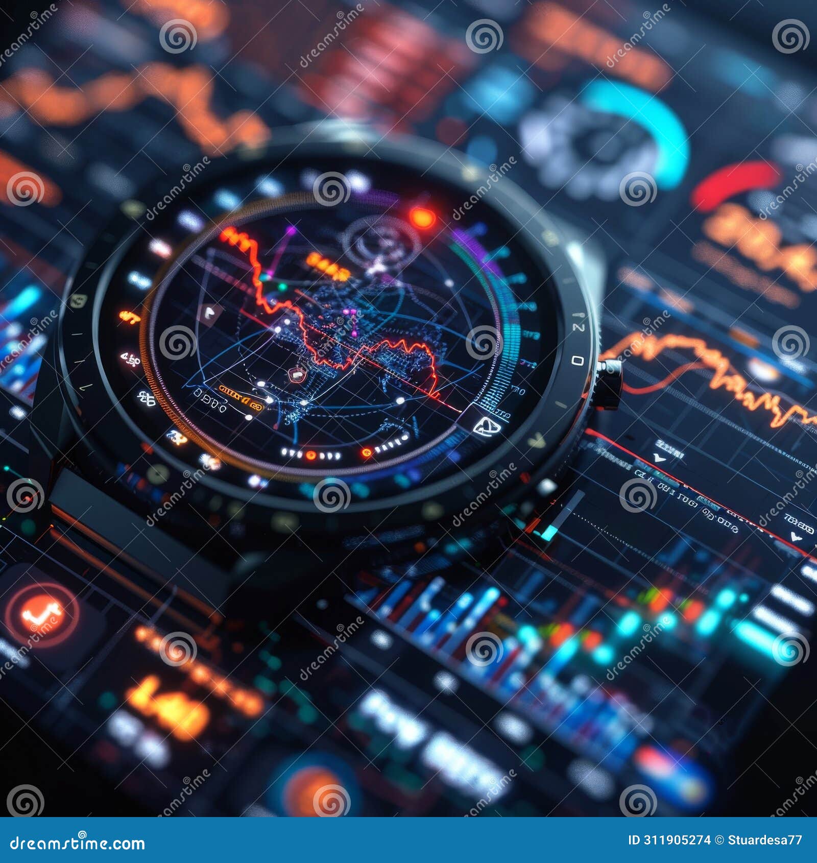 Futuristic Smartwatch Interface Stock Photo - Image of precision ...