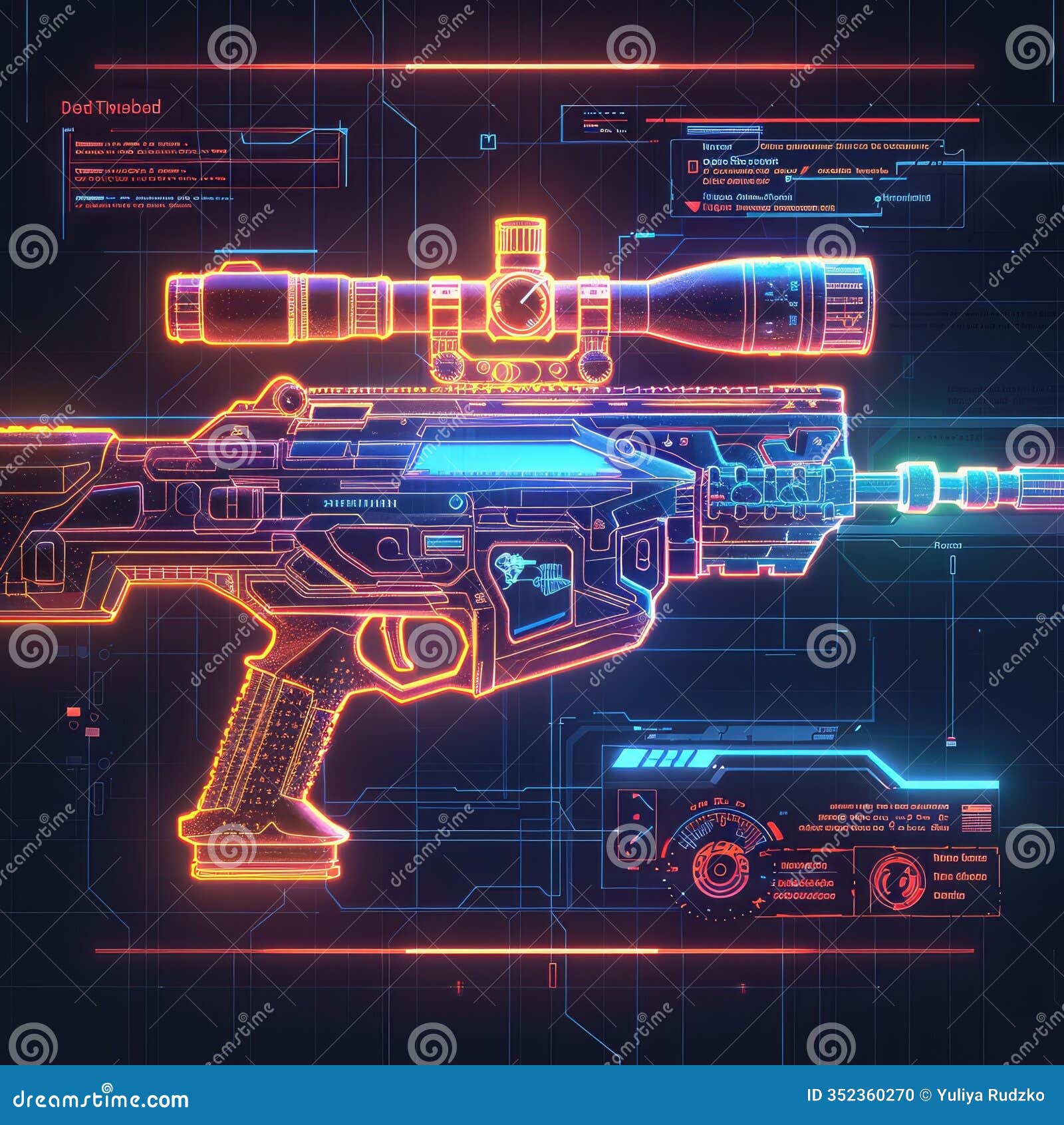 Futuristic Sniper HUD: Neon Aim Interface Stock Photo - Image of ...
