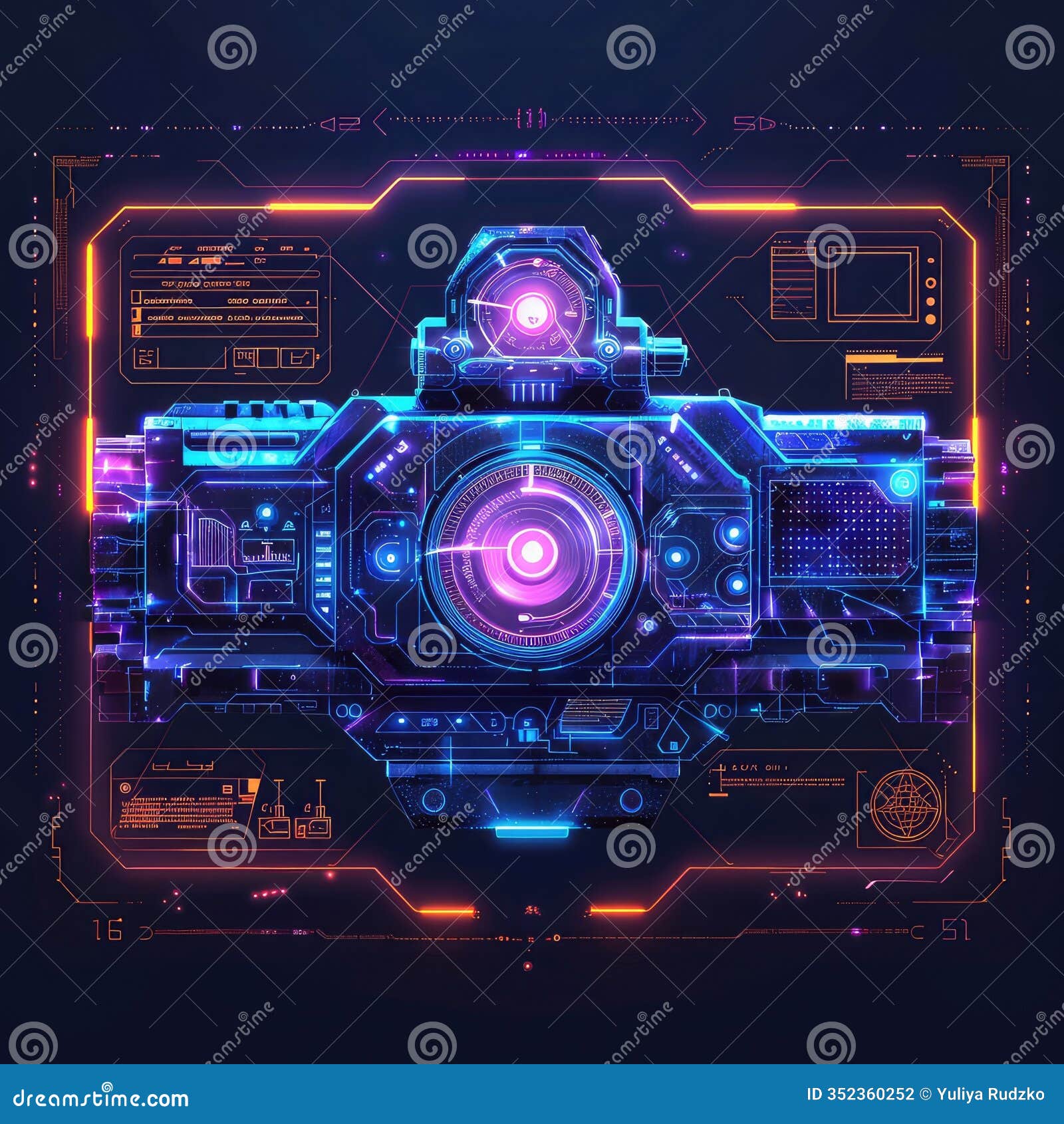 Futuristic Sniper HUD: Neon Aim Interface Stock Photo - Image of ...