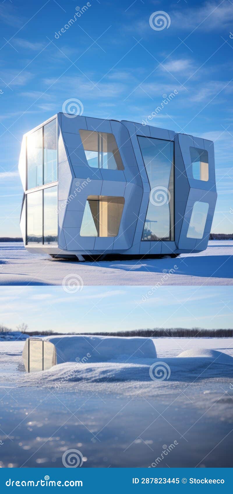 Futuristic Snow Residence: Modular Design with Sparkling Water ...