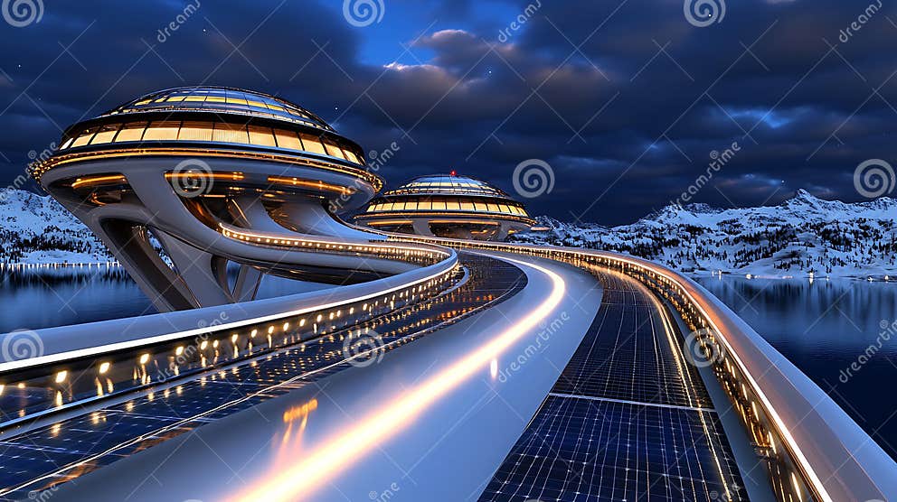 Futuristic Solar Farm Features Sleek, Dome Shaped Structures and ...