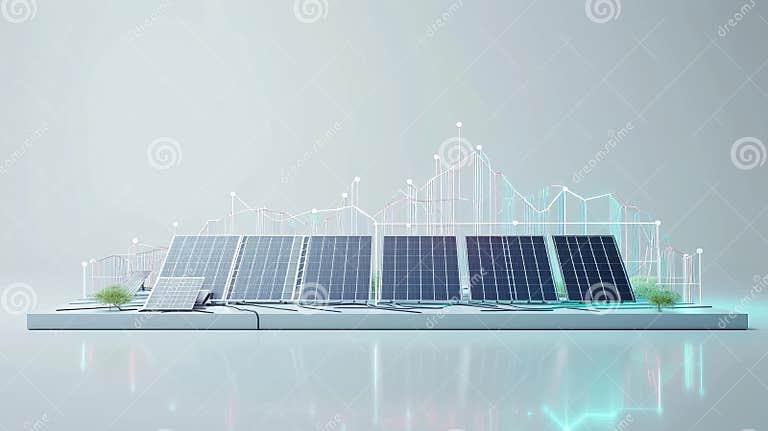 Futuristic Solar Panels with Data Visualizations and Graphs Stock Image ...