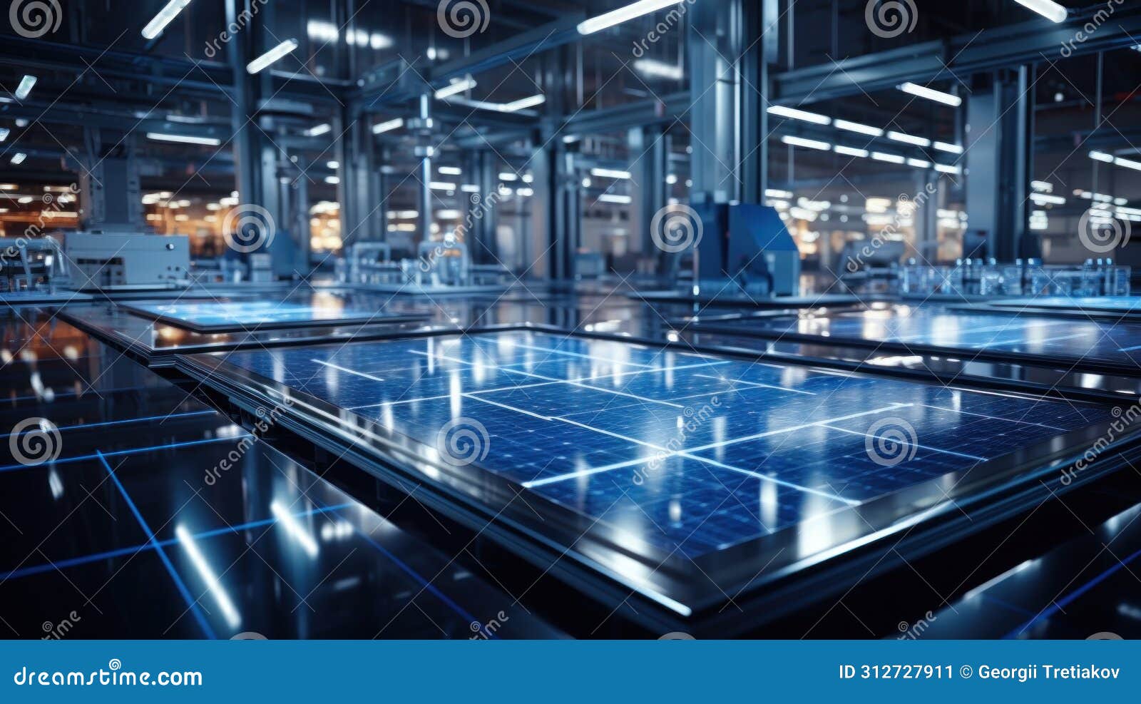 Futuristic Solar Panels on a High-Tech Facility Stock Illustration ...