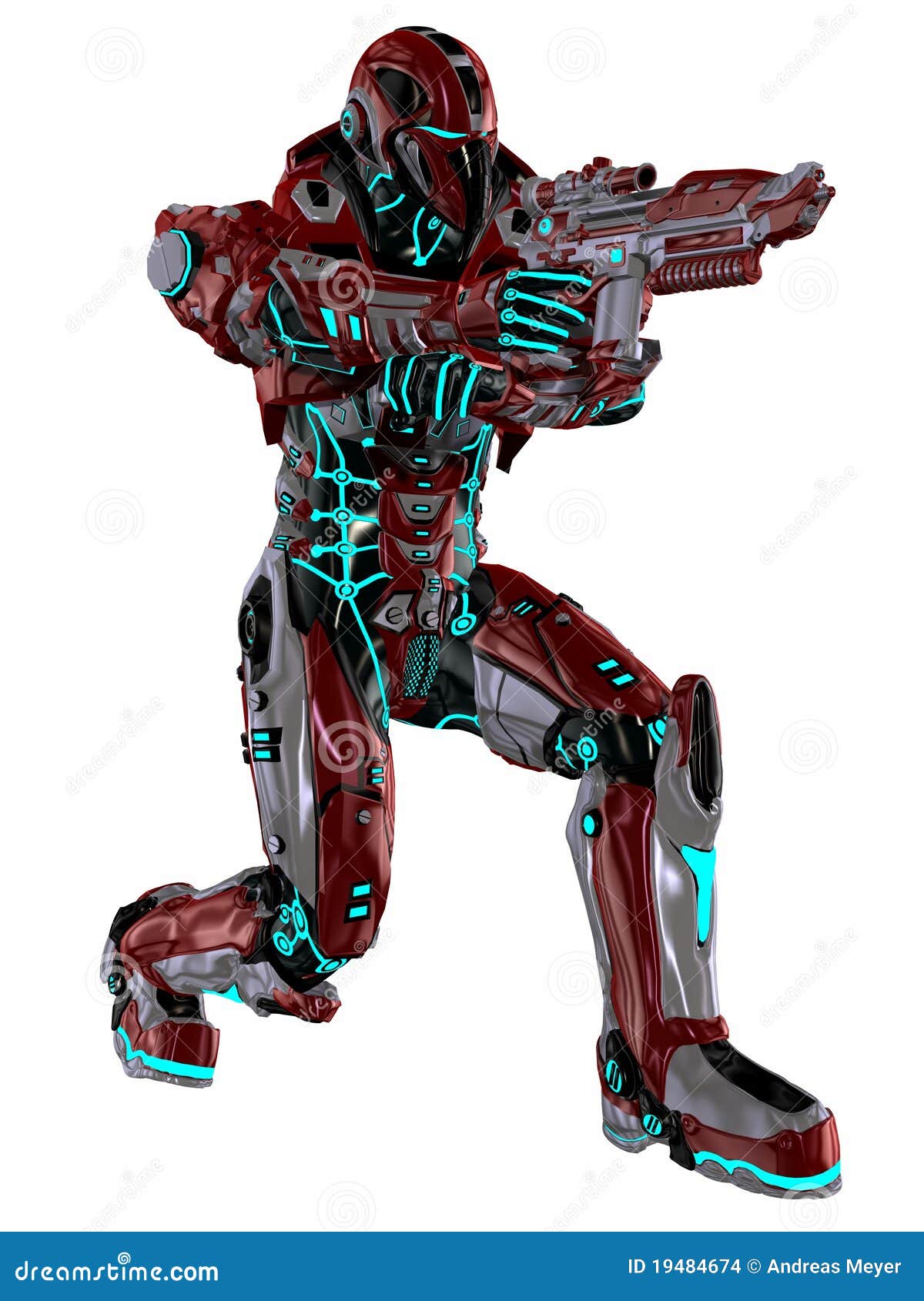 Futuristic Soldier In Bulletproof Armor Holding A Gun , Warrior ...