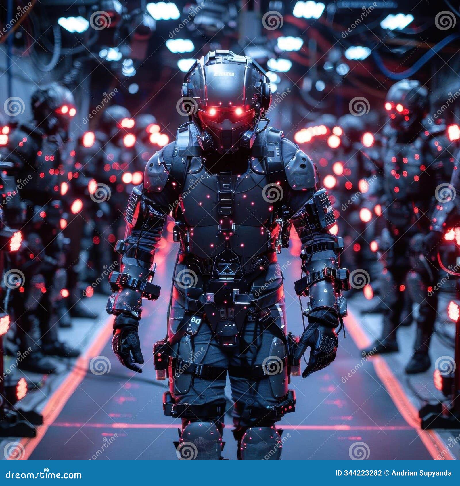 Futuristic Soldier in Advanced Armor Stock Illustration - Illustration ...