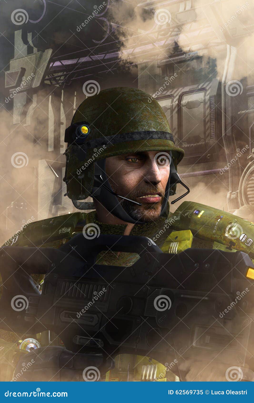 Futuristic Soldier Running Royalty-Free Cartoon | CartoonDealer.com ...