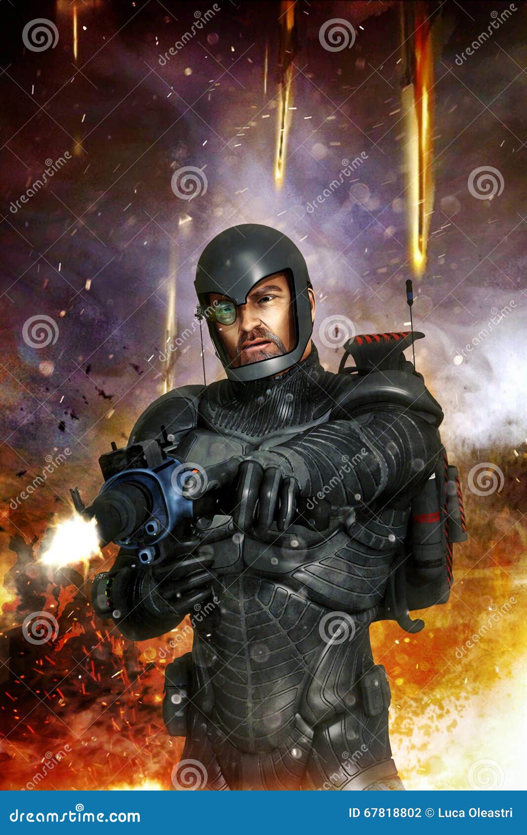 Future Combat Robots. Cyber War Futuristic Soldiers On Mars Vector ...