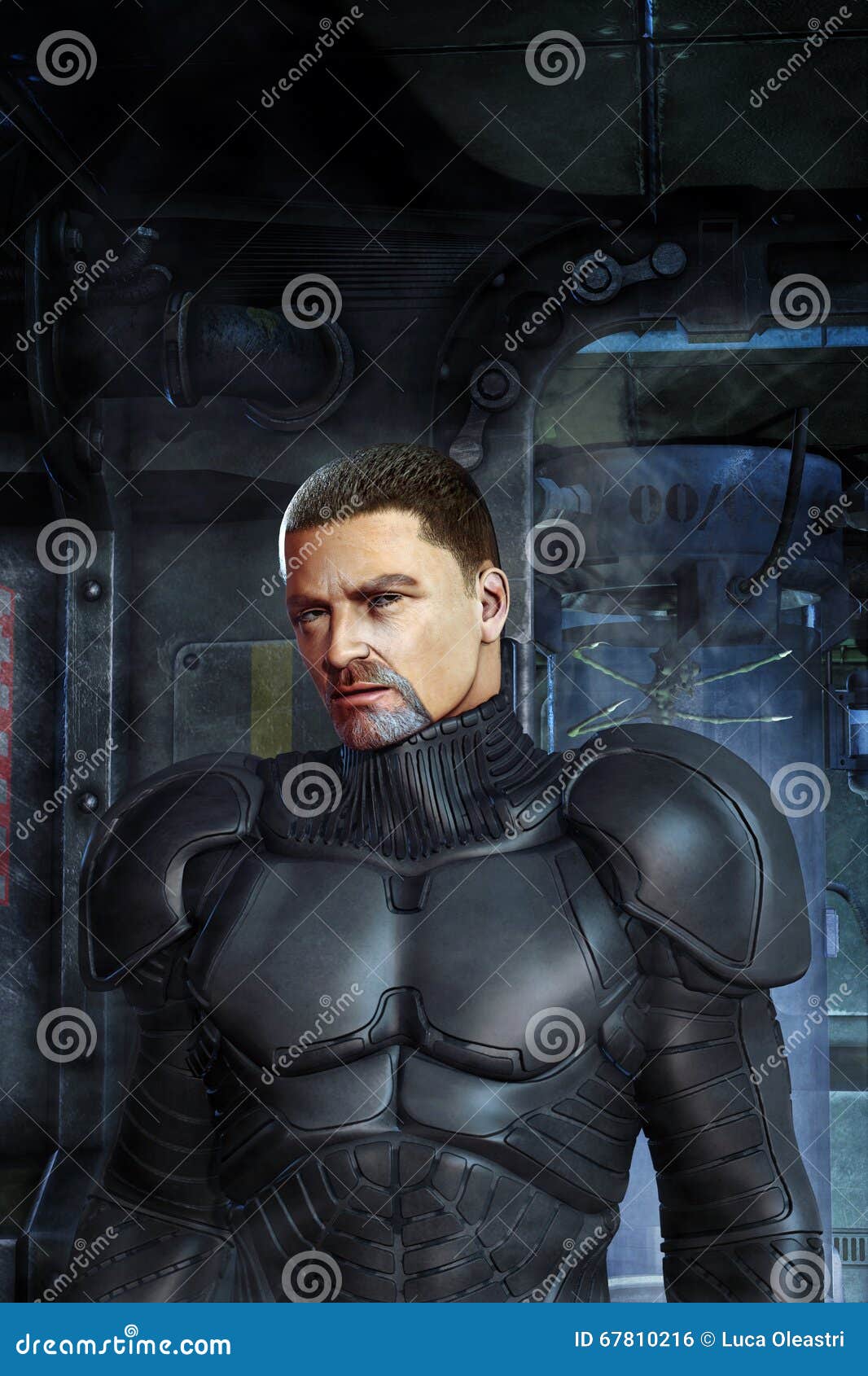Futuristic Soldier Evil Guy in Armor Stock Illustration - Illustration ...