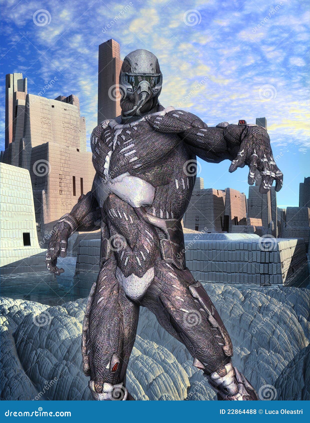 Futuristic soldier hero stock illustration. Illustration of earth ...